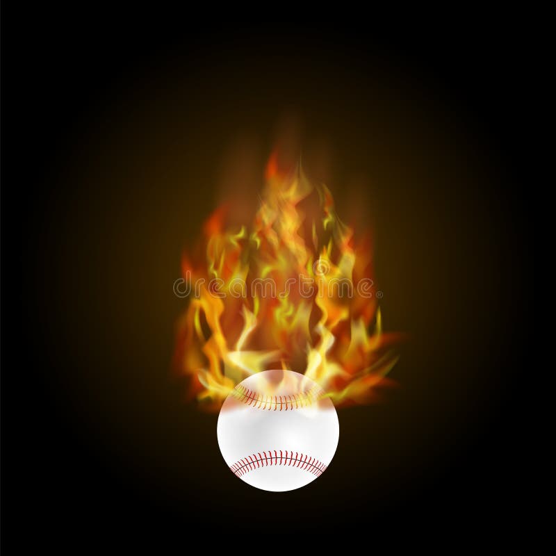 Burning Baseball Ball with Fire Flame Stock Illustration - Illustration ...