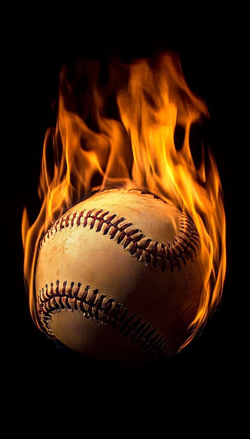 Burning Baseball a Close-Up of a Baseball Engulfed in Fiery Flames ...
