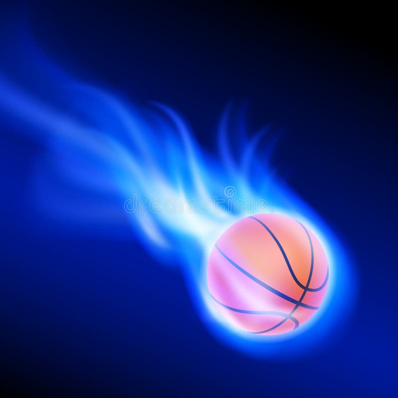 Burning Basketball on Blue Fire Stock Vector - Illustration of circle ...