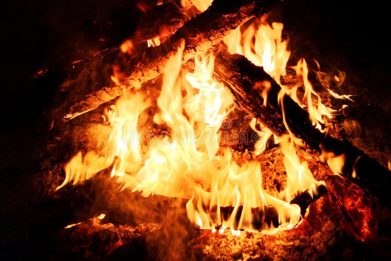 Beautiful Bonfire With Sparks Flying Upwards, View From Above Stock ...