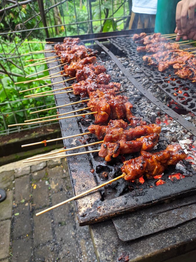 Burning beef satay stock image. Image of satay, produce - 265983027