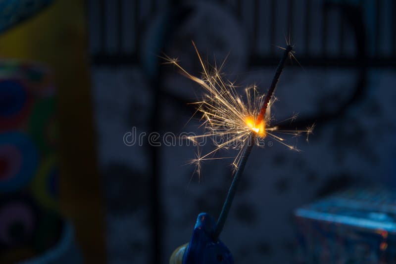 Burning Bengali Fire on New Year`s Eve Stock Image - Image of spark ...