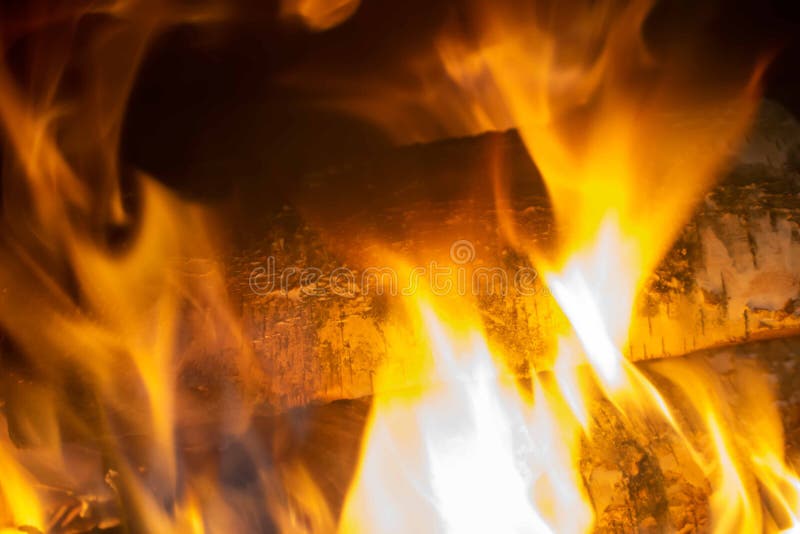 Burning Birch Wood with a Visible Texture. Background Stock Image ...