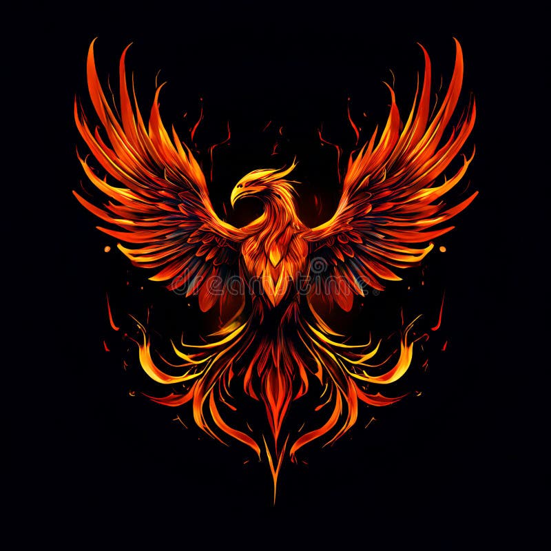 Burning Bird Phoenix Rising Form Flames and Fire Stock Photo - Image of ...