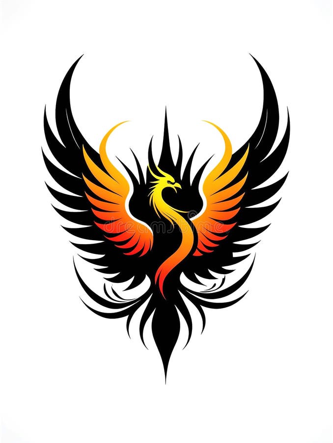 Burning Bird Phoenix Rising Form Flames and Fire Stock Illustration ...
