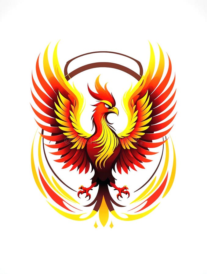 Burning Bird Phoenix Rising Form Flames and Fire Stock Illustration ...