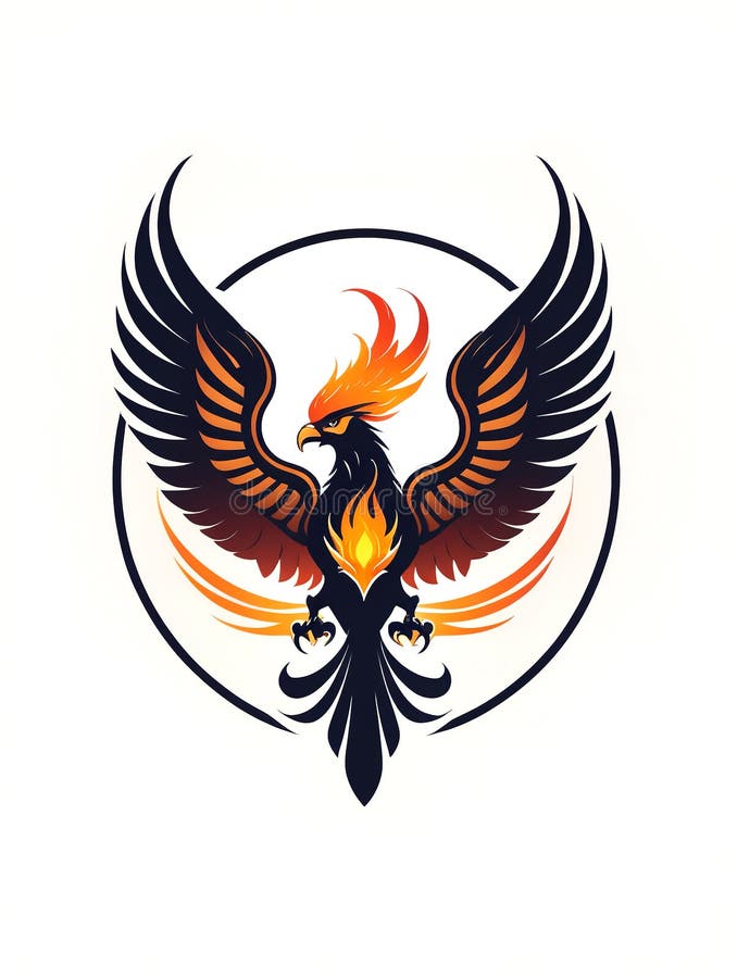 Burning Bird Phoenix Rising Form Flames and Fire Stock Illustration ...