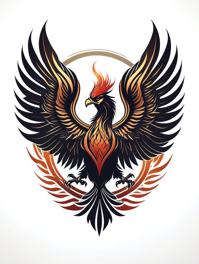 Burning Bird Phoenix Rising Form Flames and Fire Stock Illustration ...