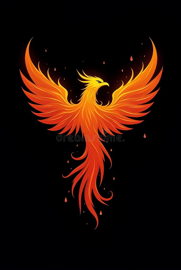 Burning Bird Phoenix Rising Form Flames and Fire Stock Illustration ...