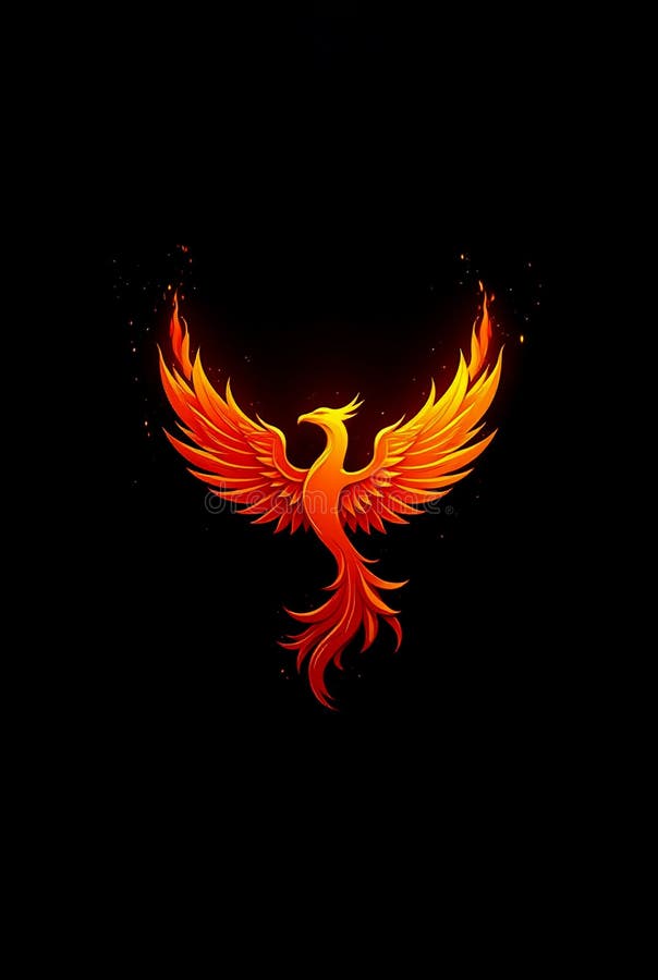 Burning Bird Phoenix Rising Form Flames and Fire Stock Illustration ...