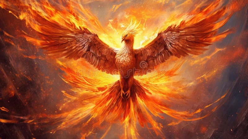 A Burning Bird Phoenix is Taking Off from the Sun. Bird Phoenix Stock ...