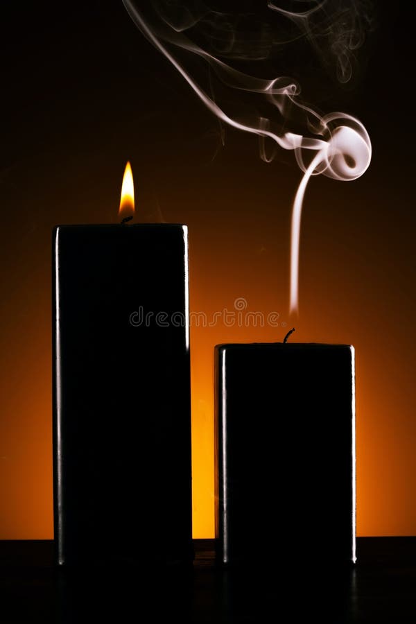 Black candle on dark stock image. Image of flame, ancient - 192206587