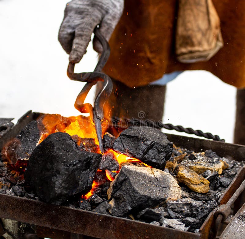 Burning Black Coal at the Blacksmith Stock Photo - Image of forge ...
