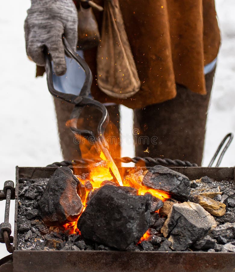 Burning Black Coal at the Blacksmith Stock Image - Image of coal ...