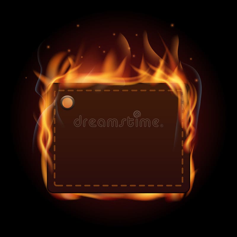 Burning Blank Tag. Price Label in Realistic Fire Stock Vector ...
