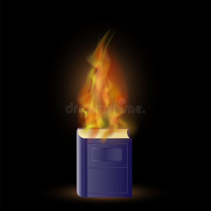 Burning Blue Book with Fire Flame Stock Illustration - Illustration of ...
