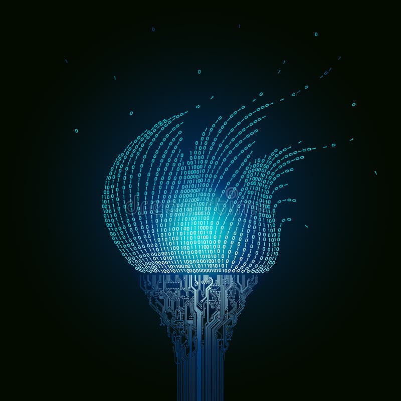 A Burning Blue Torch, Consists of Printed Circuit Boards, the Flame ...