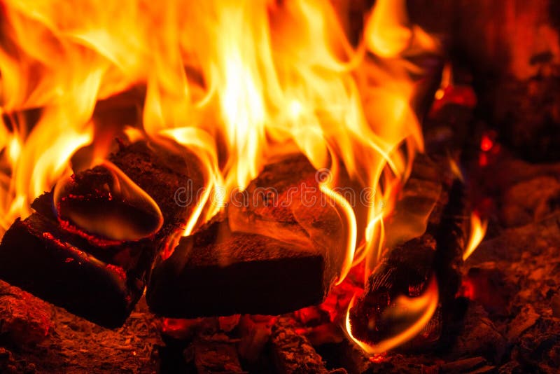 Burning Boards in the Fireplace, Open Flame Stock Photo - Image of ...
