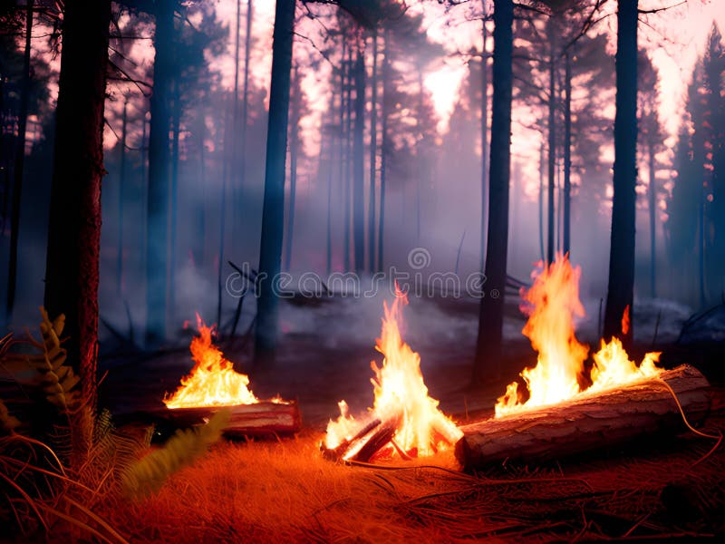 Burning Bonfire with a Fire in the Forest, Ai Generated Stock ...