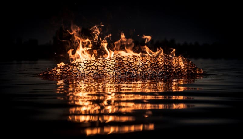 Burning Bonfire Reflects Natural Phenomenon at Dusk Generated by AI ...
