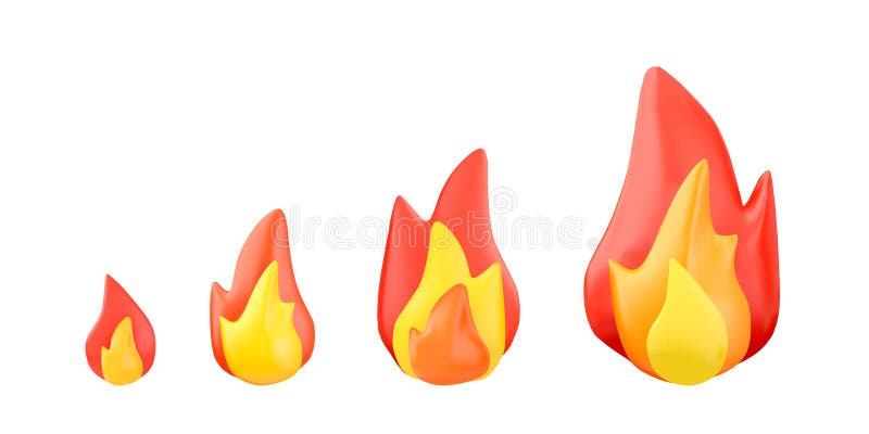 Burning Bonfires or Campfires, 3D Realistic Vector Set, Different Sizes ...