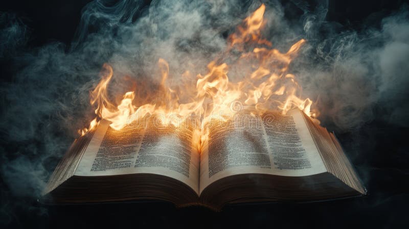 Burning Book with Dramatic Flames and Smoke Stock Photo - Image of ...