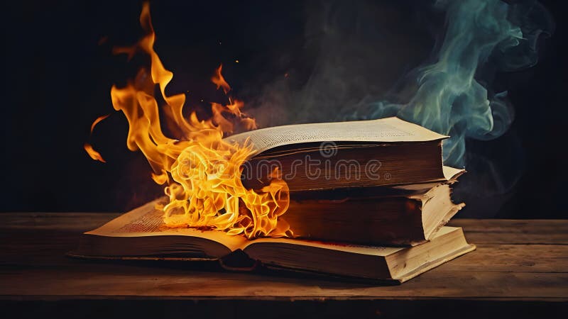 Burning Book on Fire Flames. Stock Illustration - Illustration of ...
