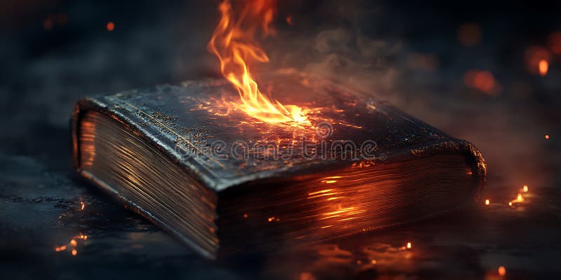 Burning Book Fire Magic Fantasy Art Background Wallpaper Stock ...