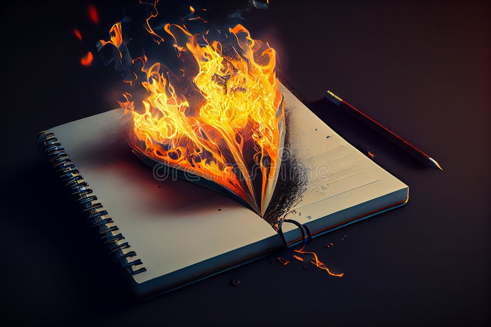 Burning Book Illustration. Generative AI Stock Illustration ...