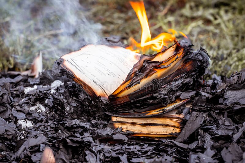 Burning Books on the Fire, Burning Books among the Ashes Stock Image ...