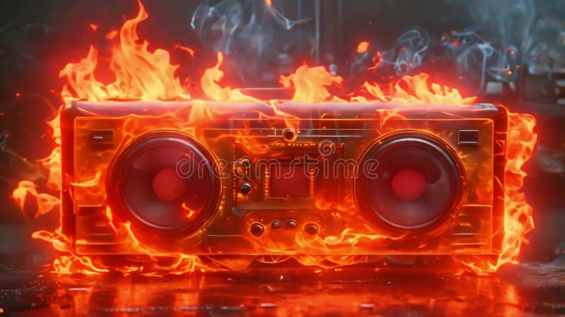 Burning Boombox Reflecting Fire Stock Footage - Video of meltdown, heat ...