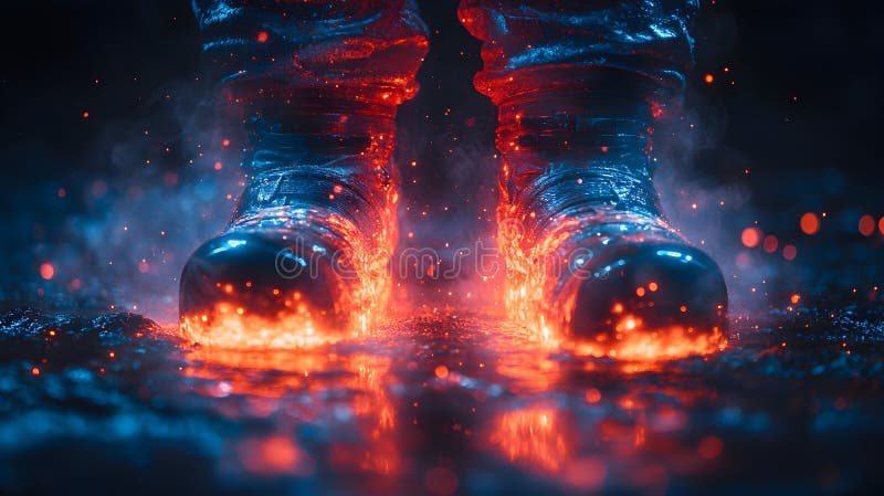 Burning Boots on Hot Ground Stock Illustration - Illustration of smoke ...