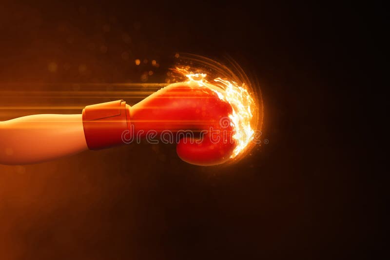Burning Boxing Glove Punching on 3d Illustrations Stock Illustration ...