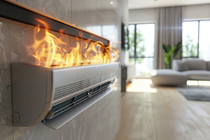 Burning Broken Air Conditioner in an Office or Apartment Stock Photo ...