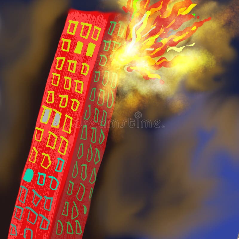 Burning Building Painting stock photo. Image of city - 40560212