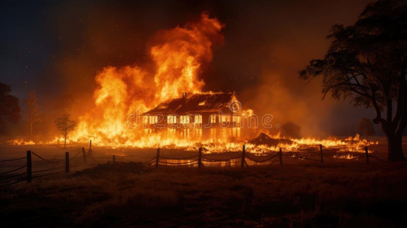 Burning Building. Burning House. Stock Photo - Image of help, danger ...