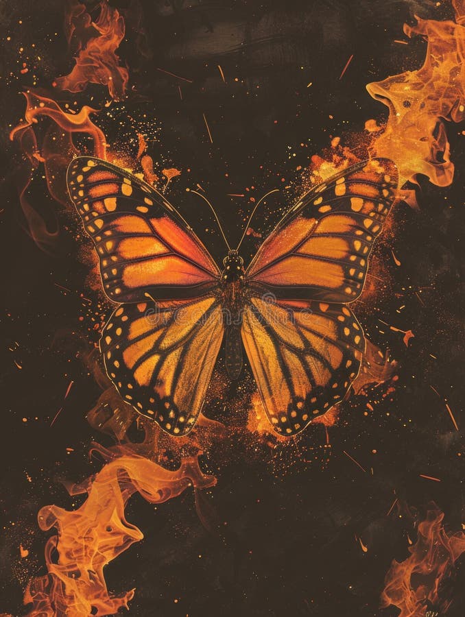 Burning Butterfly stock image. Image of generated, surrealism - 364455235