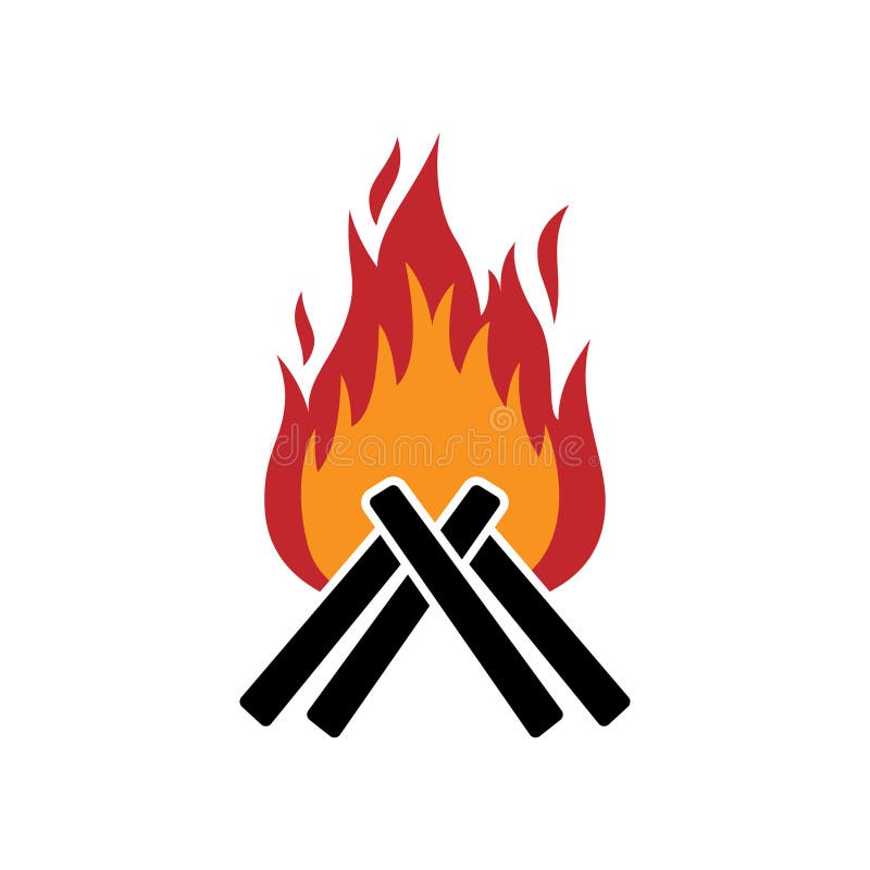 Burning campfire icon stock vector. Illustration of danger - 374742937