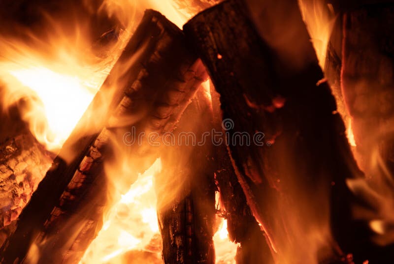 Burning Campfire Logs stock photo. Image of warming - 246049516