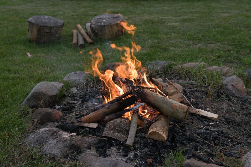 Burning campfire stock image. Image of fire, nature - 129272545