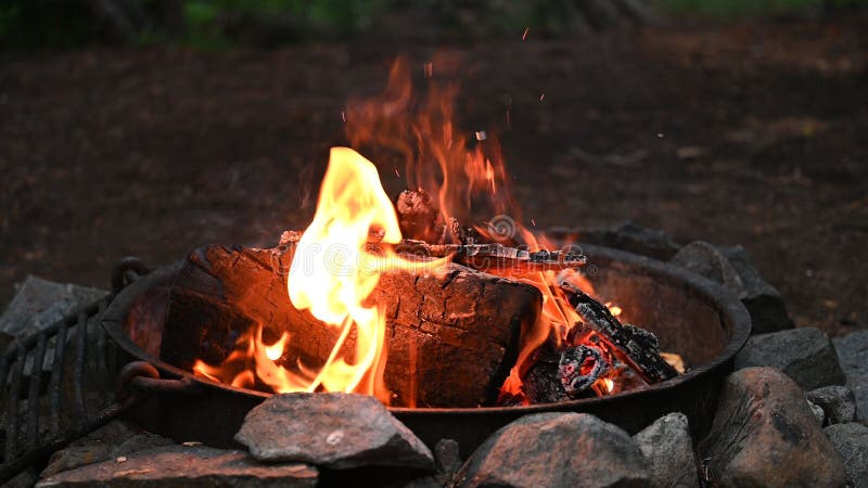 Burning Campfire at Woods Lake Campground, CA Stock Photo - Image of ...