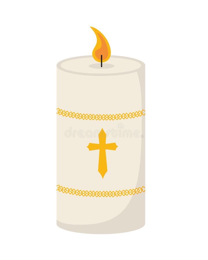 Burning Candle with Catholic Cross Stock Vector - Illustration of ...