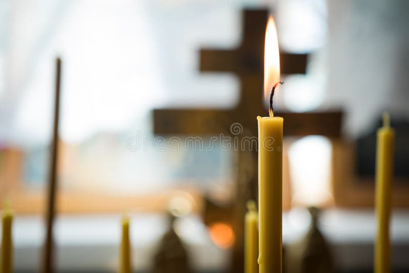 Burning Candle and Cross in the Temple. Stock Image - Image of ... Burning Candle and Cross in the Temple. Stock Image - Image of ...