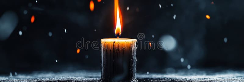 Burning Candle in the Dark a Single Candle Burns Brightly Against a ...