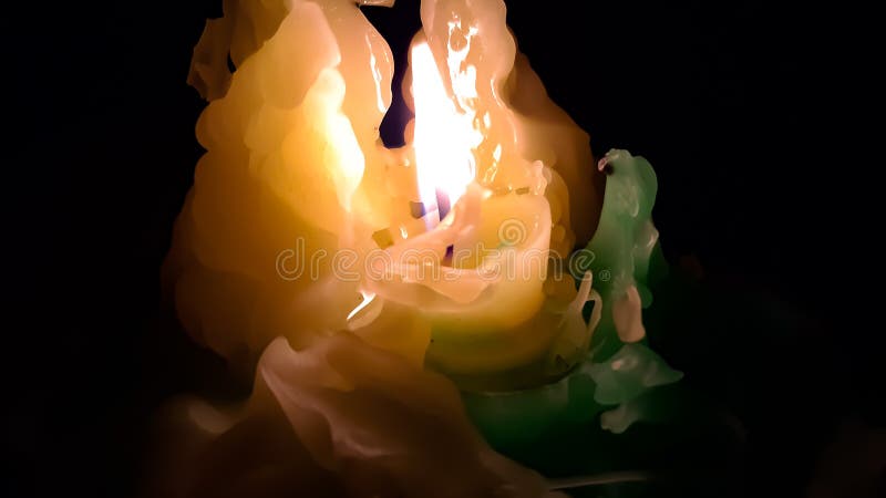 Burning Candle in Deep Darkness. Closeup Stock Image - Image of light ...