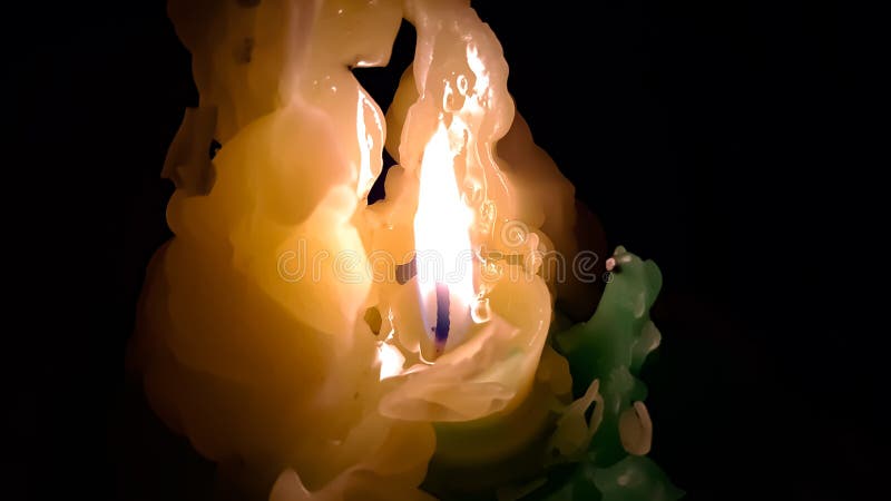 Burning Candle in Deep Darkness. Light. Stock Image - Image of life ...