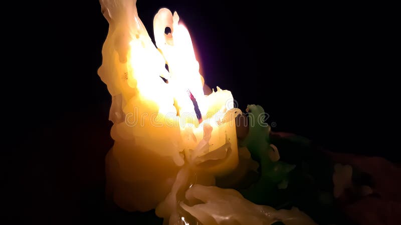 Burning Candle in Deep Darkness. Different Visual Effects. Stock Image ...