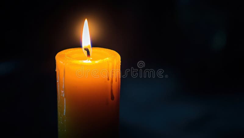 Burning Candle Flame in the Dark. Concept of Memory, Hope, Grief, and ...