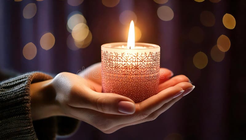 Burning Candle in Hand, Created Stock Illustration - Illustration of ...