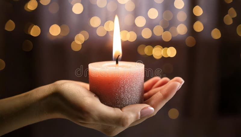 Burning Candle in Hand, Created Stock Illustration - Illustration of ...